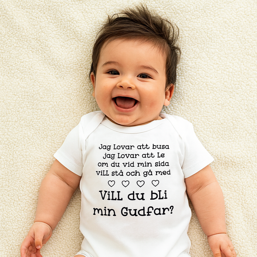 Jag lovar att busa, jag lovar att le.. Vill du bli min Gudmor/Gudfar ...